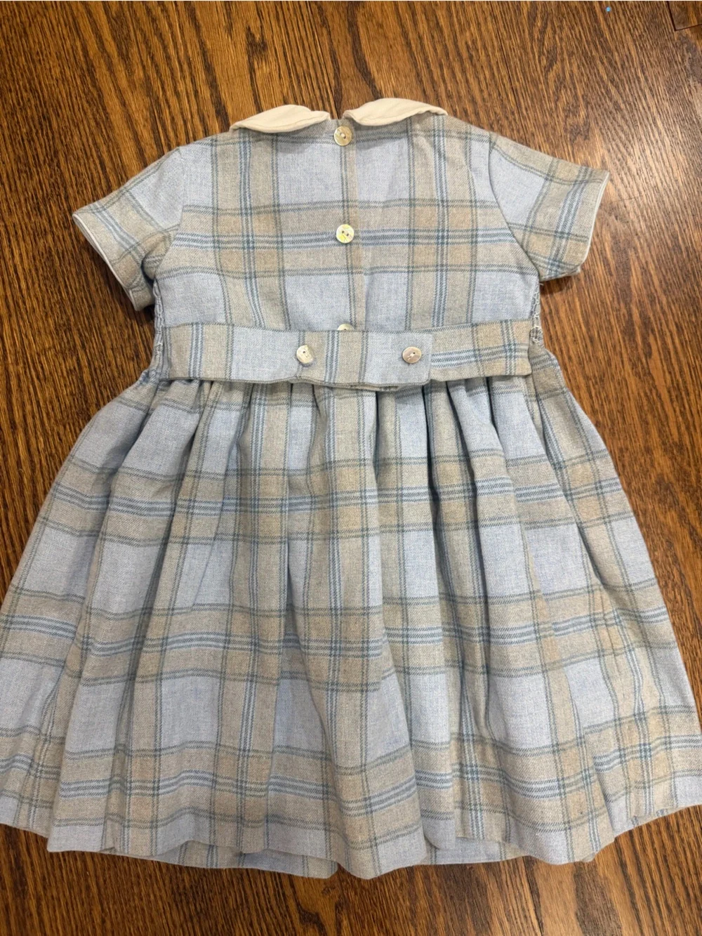ANAVINI | Dresses | Blue Plaid Smocked Peter Pan Collar Dress By Gini ...